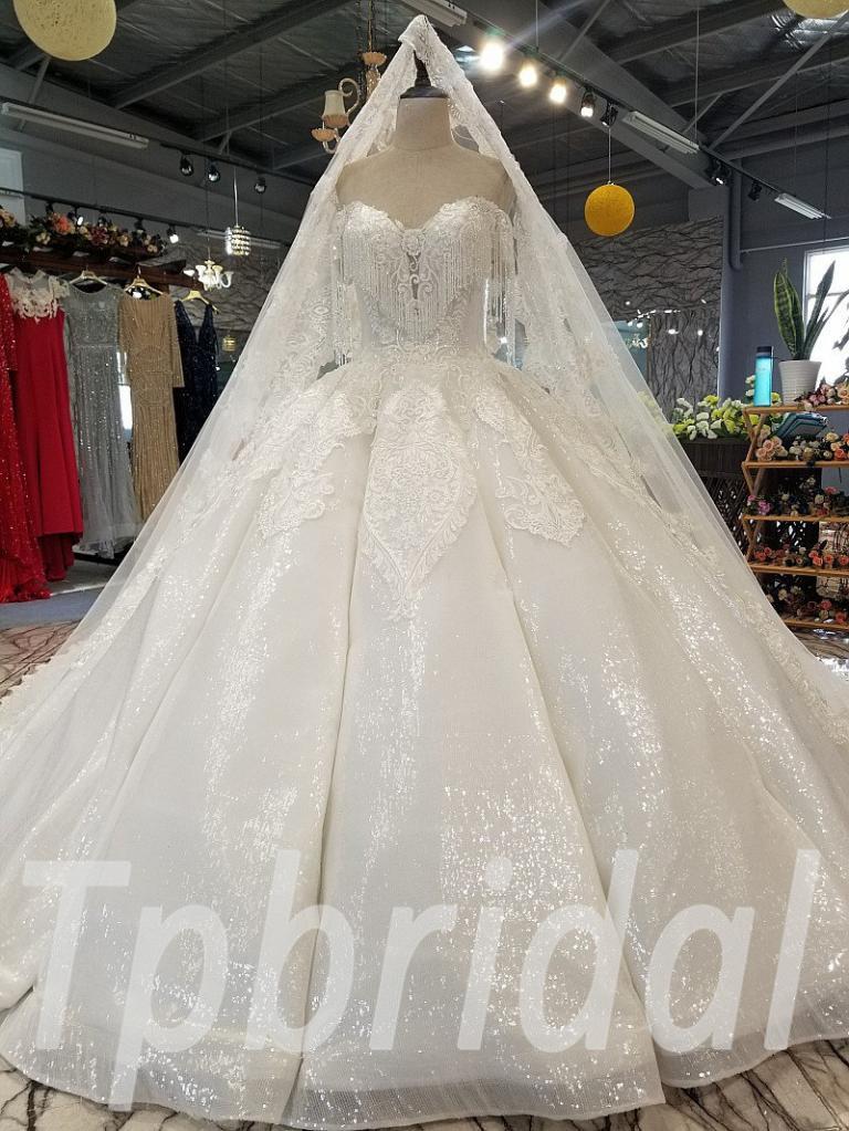 Crystal Wedding Dress Luxury Lace Ball Gown Bridal Dress