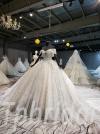 Crystal Ball Gown Wedding Dress Off The Shoulder Long Train